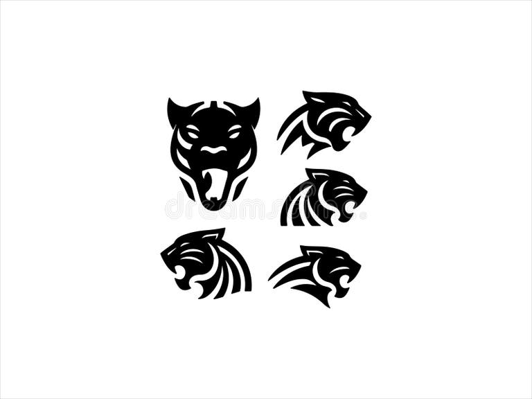 Black panther logo set stock vector. Illustration of drawing - 359617735