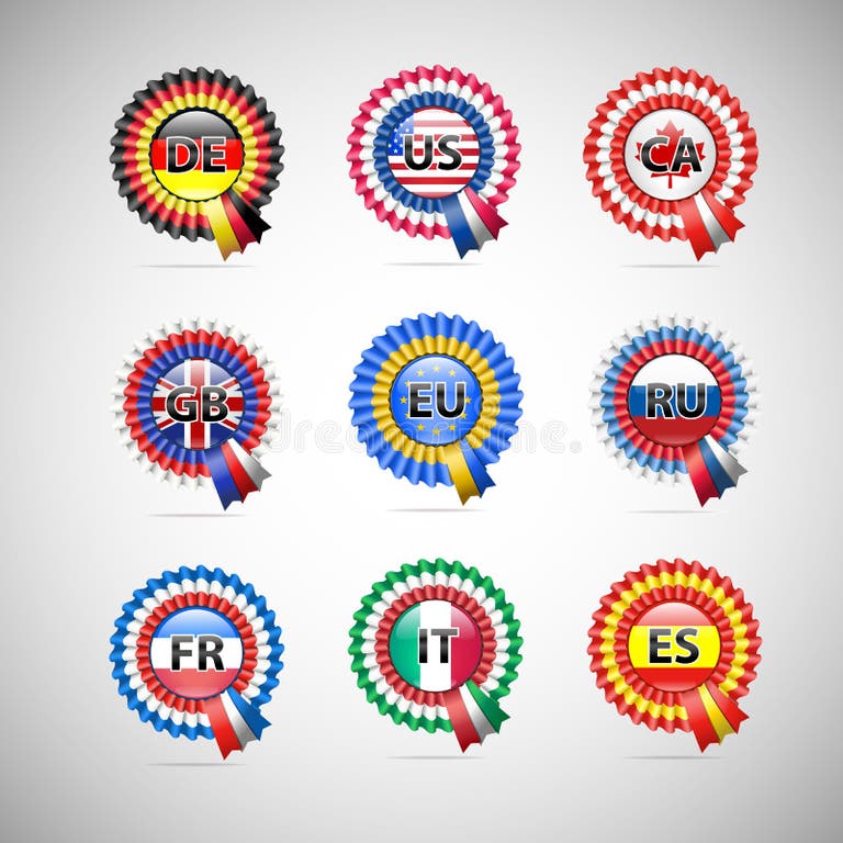 Collection of Flag Badges Different Countries Stock Vector ...