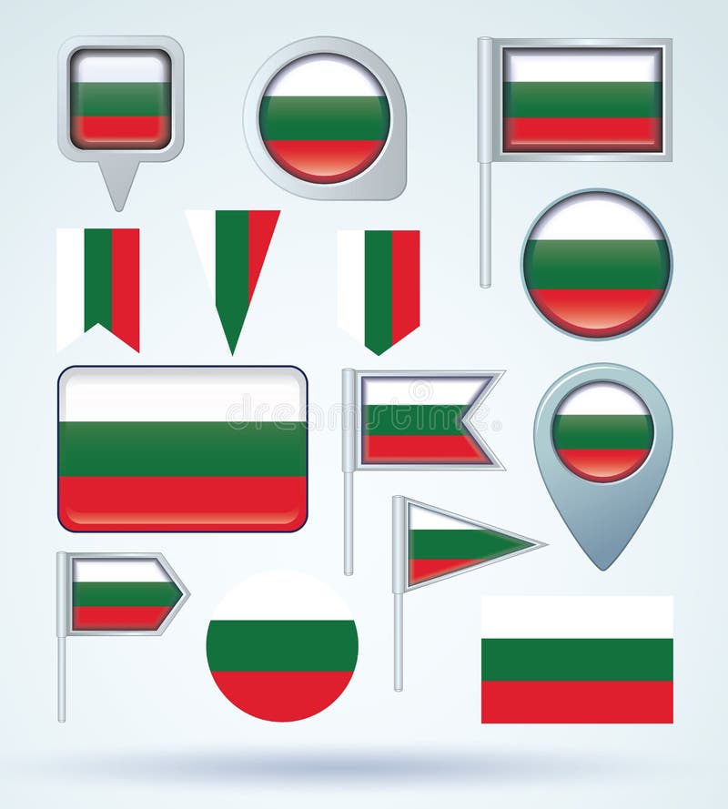 Collection Flag of Bulgaria, Vector Illustration Stock Vector ...