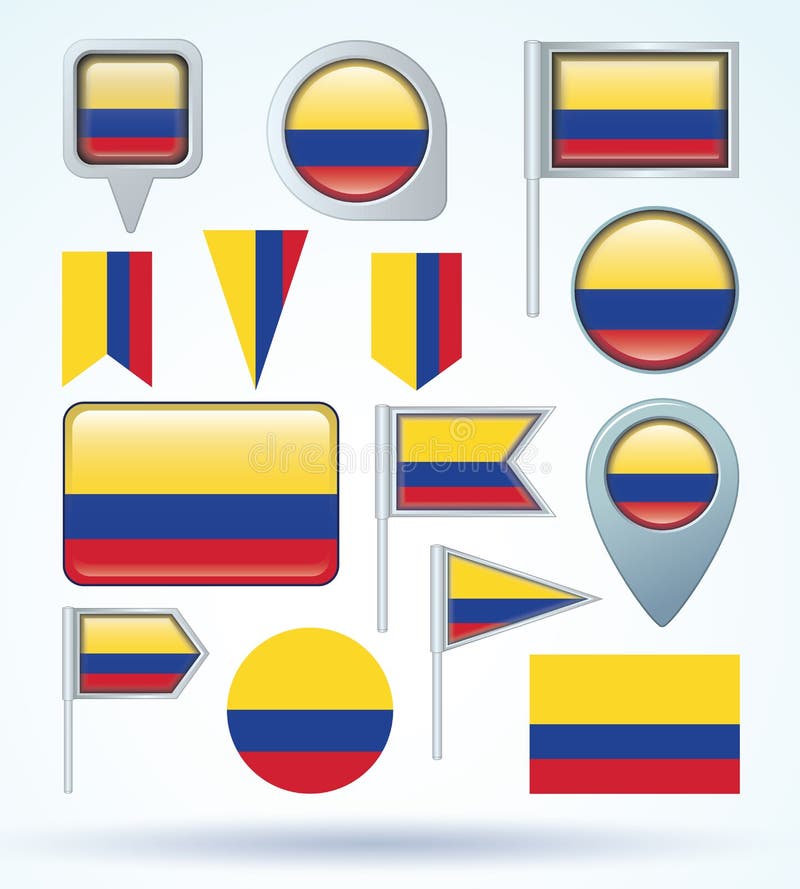 Collection Flag of Colombia, Vector Illustration. Stock Vector ...