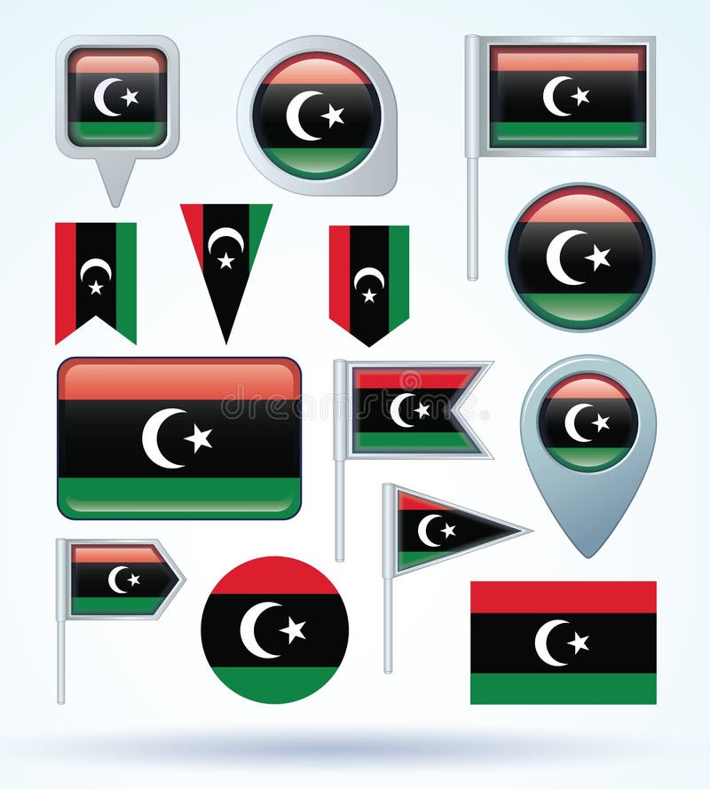 Collection Flag of Libya, Vector Illustration Stock Vector ...