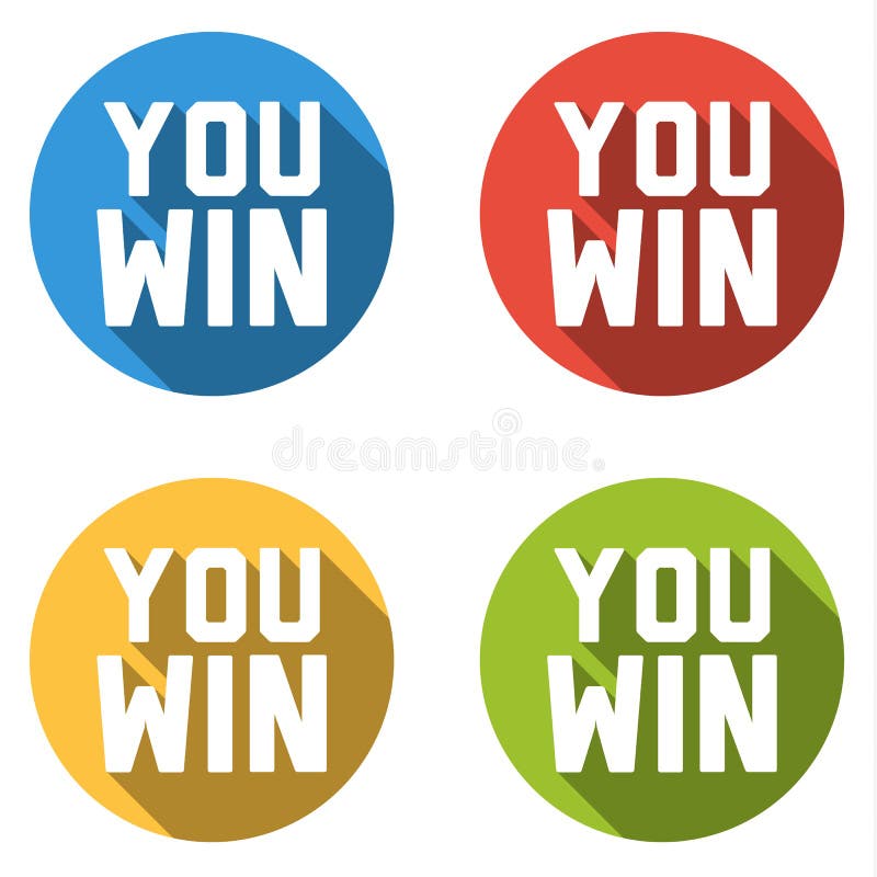 Collection of 4 Flat Buttons with YOU WIN Text Stock Vector ...