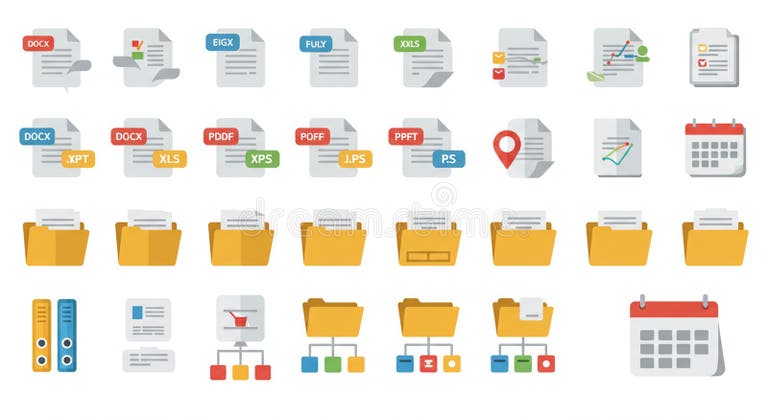 A Collection of Flat-design File and Folder Icons. the Icons Include ...