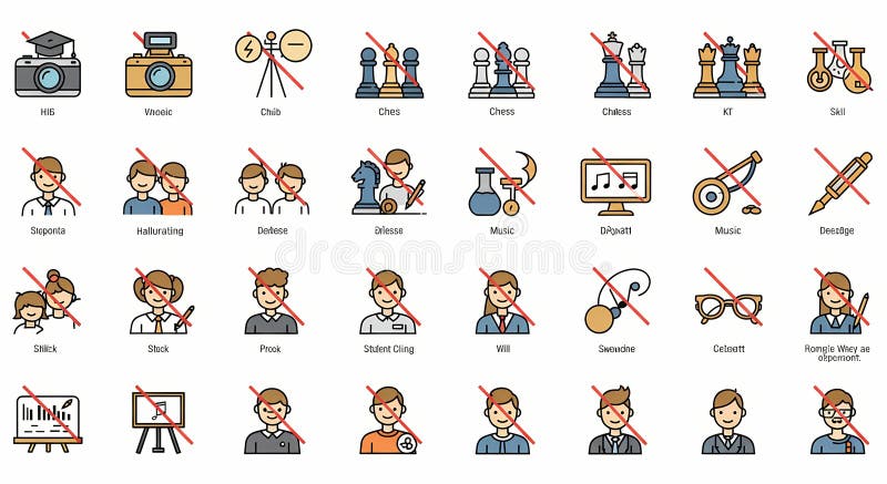 Prohibited Actions and Activities Icons Set Stock Illustration ...