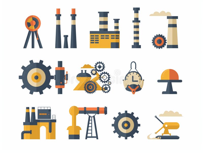 Industrial and Engineering Icons Stock Illustration - Illustration of ...