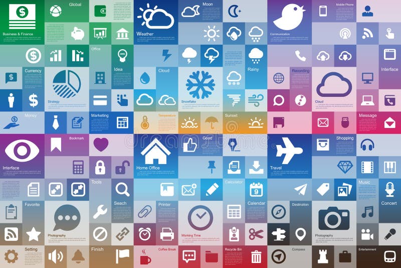 Flat Design Interface Icon Set Stock Vector - Illustration of ...