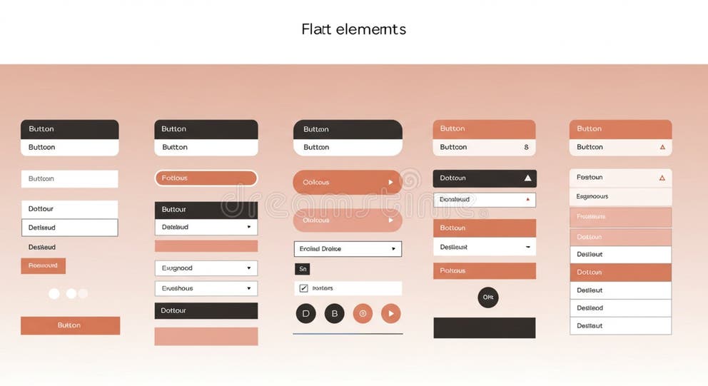 A Collection of Flat Design User Interface Elements Presented on a Gradient Background. Stock ...