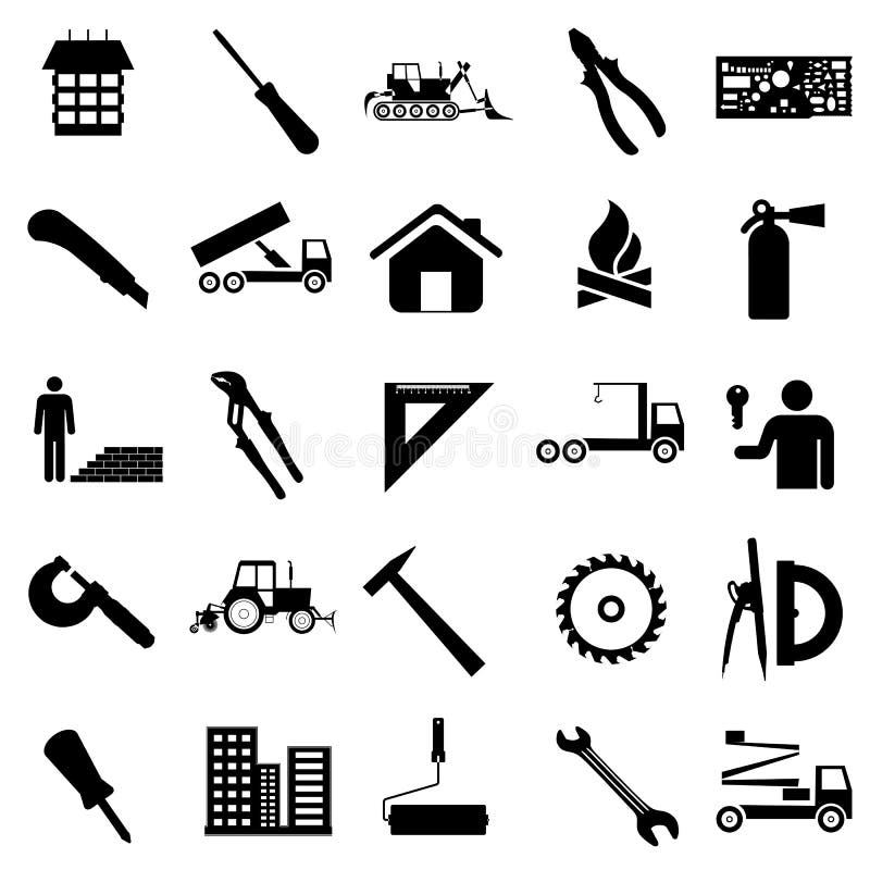 Collection Flat Icons. Construction Symbols Stock Vector - Illustration ...