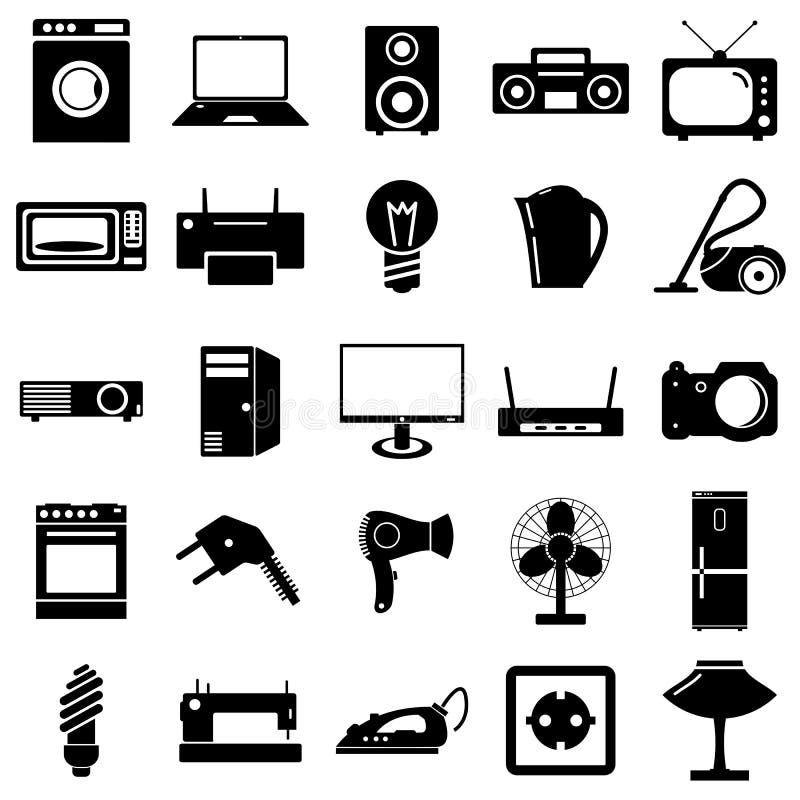 Collection Flat Icons. Electrical Devices Symbols Stock Vector ...