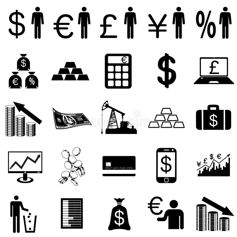 Collection Flat Icons. Finance Symbols Stock Vector - Illustration of ...