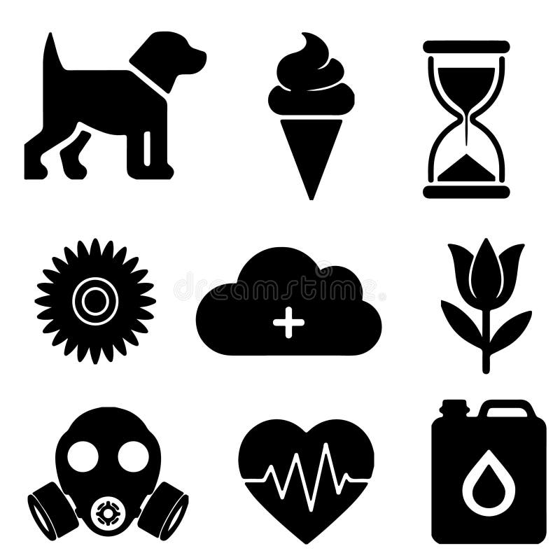 Collection of Icons Technology, Nature, and Lifestyle Stock Vector ...