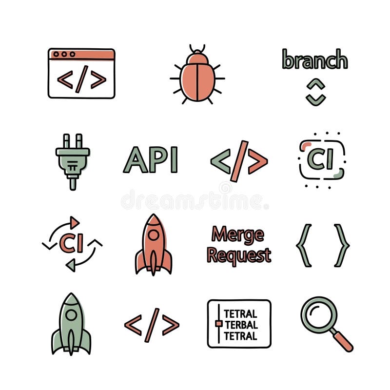 Software Development Icons Set Stock Vector - Illustration of project, software: 395069661