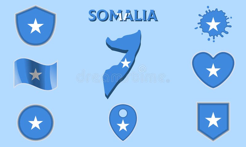Collection of Flat National Flags of Somalia with Map Stock Vector ...