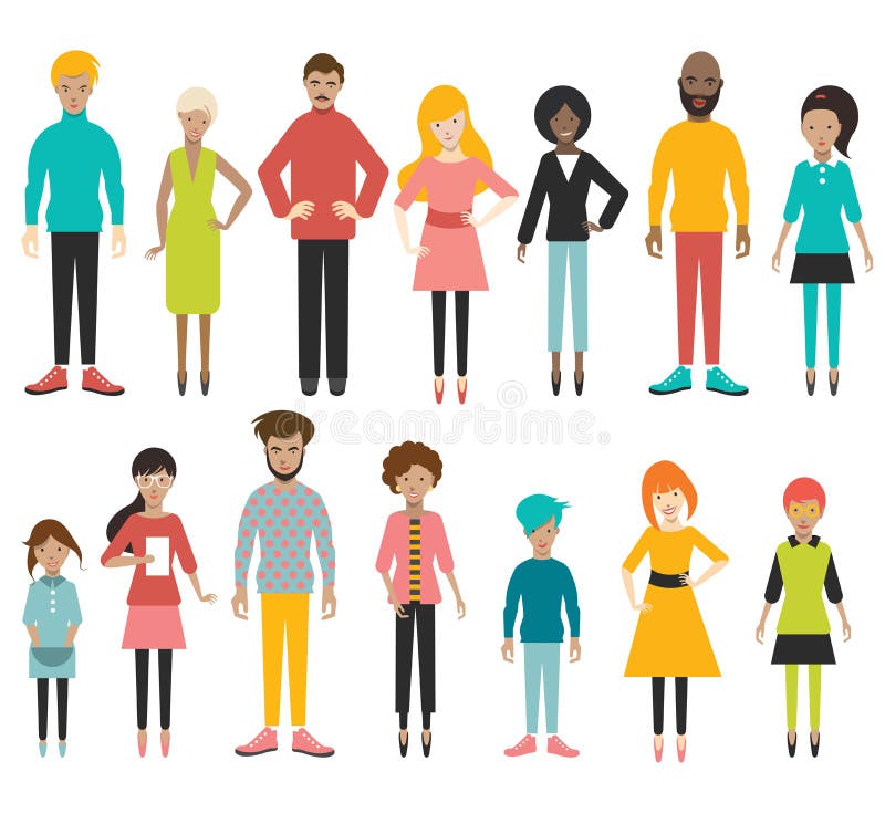 Collection of Flat People Figures. Vector Stock Vector - Illustration ...