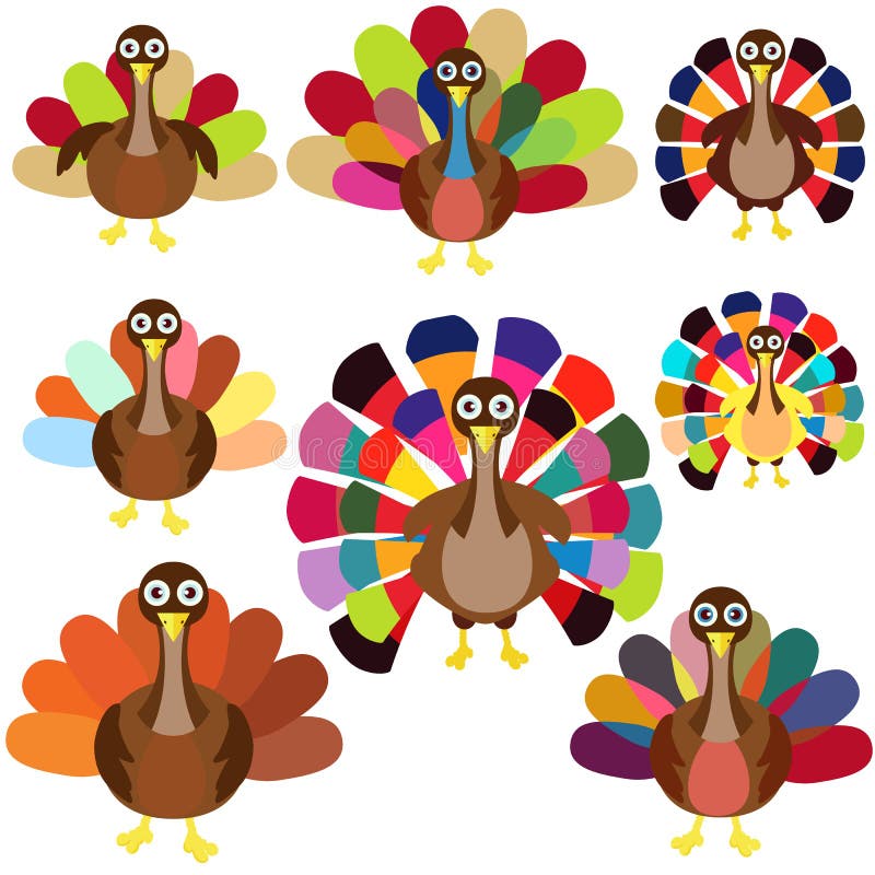 Collection of Flat Styled Turkey Stock Vector - Illustration of ...