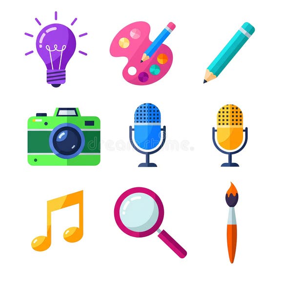 Creative Tools Flat Vector Icons Stock Photo - Illustration of magnifying, creative: 382958386