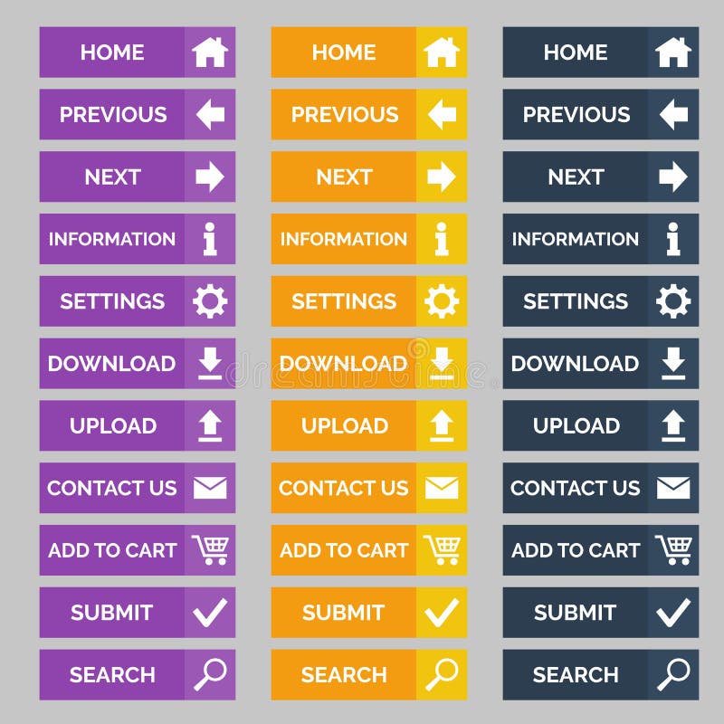 Collection of Flat Web Buttons. Stock Illustration - Illustration of ...