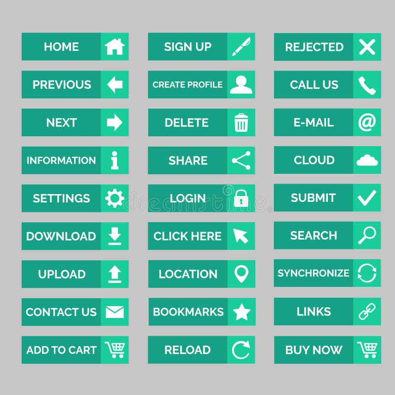 Collection of Flat Web Buttons. Stock Illustration - Illustration of ...