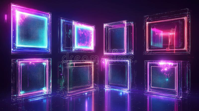 Collection of Floating Glitching Frames with Pixelation and Distortion ...