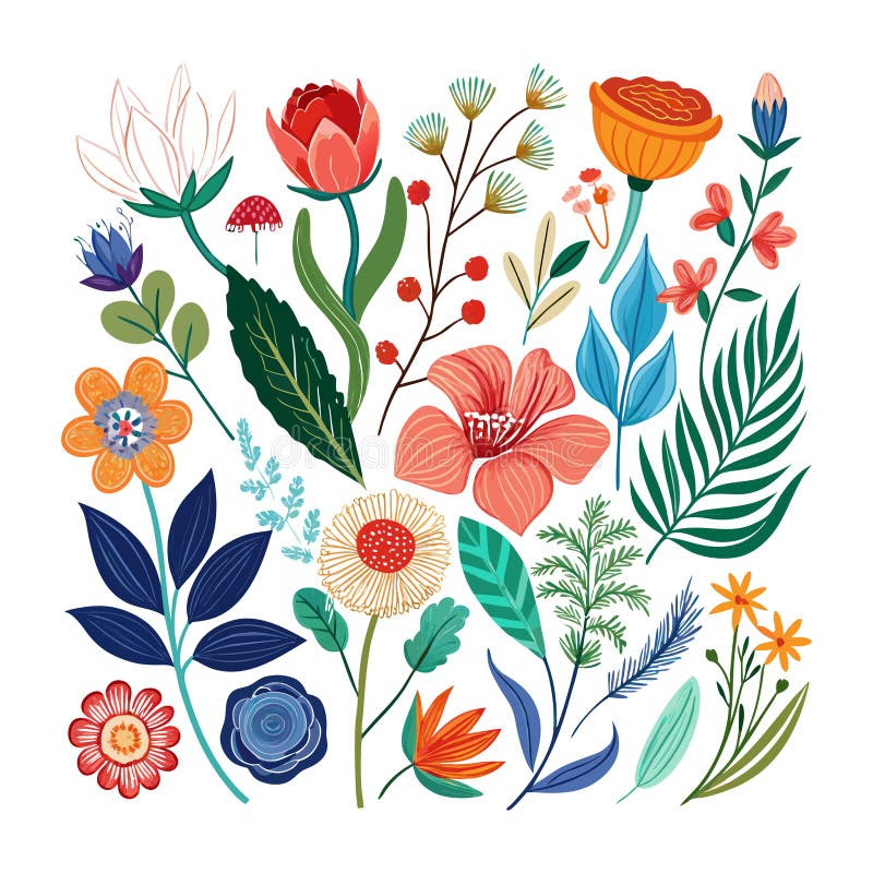 Collection of Floral and Botanical Vectors Stock Vector - Illustration ...