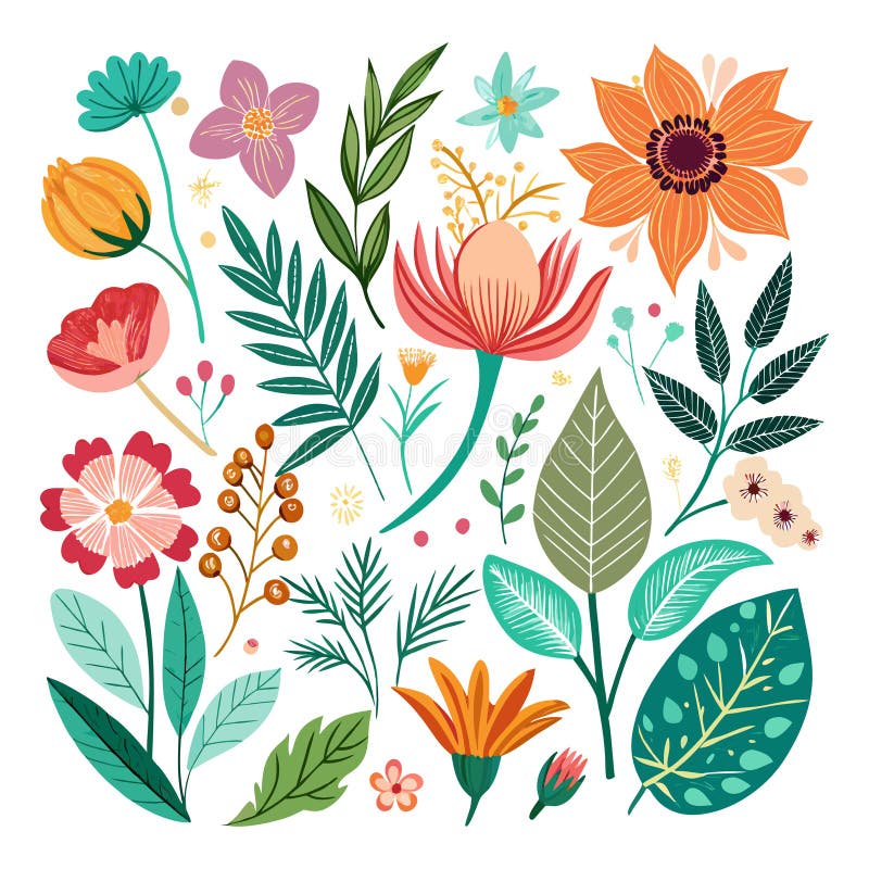 Collection of Floral and Botanical Vectors Stock Vector - Illustration ...