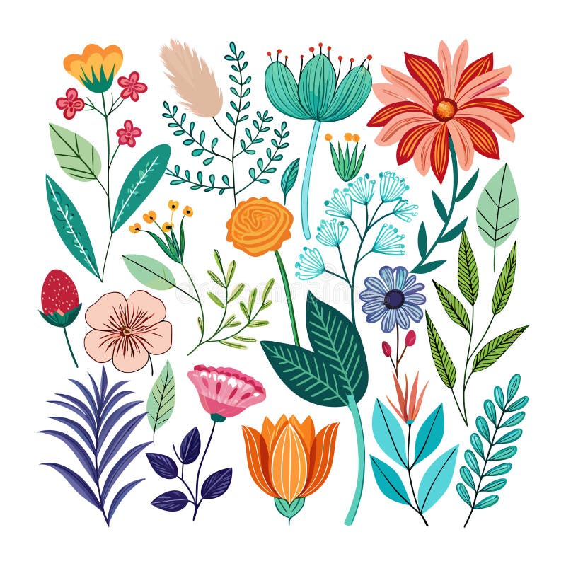 Collection of Floral and Botanical Vectors Stock Vector - Illustration ...