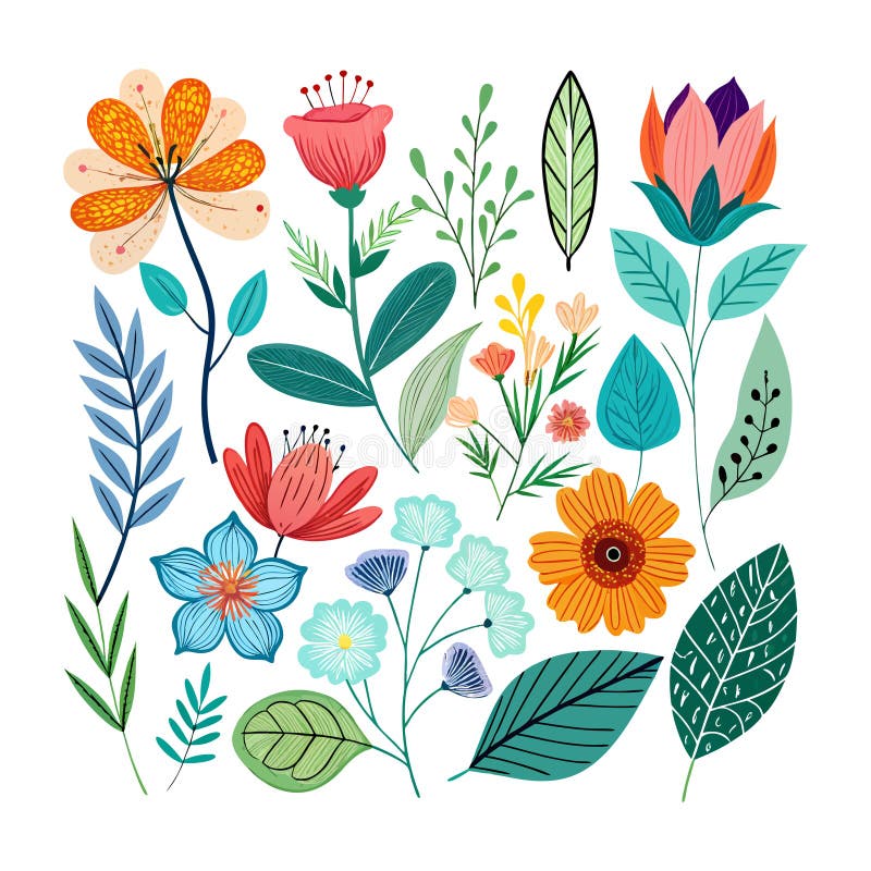 Collection of Floral and Botanical Vectors Stock Vector - Illustration ...