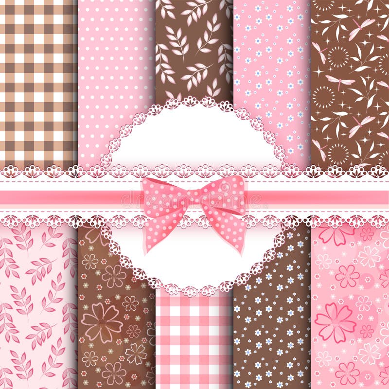 Collection Floral Pattern for Scrapbook. Stock Vector - Illustration of ...