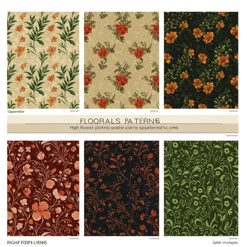 A Collection of Floral Patterns Featuring Diverse Designs. the Top Row ...