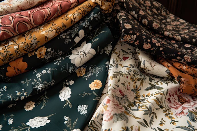 A Collection of Floral Prints in a Variety of Patterns and Colors Stock ...
