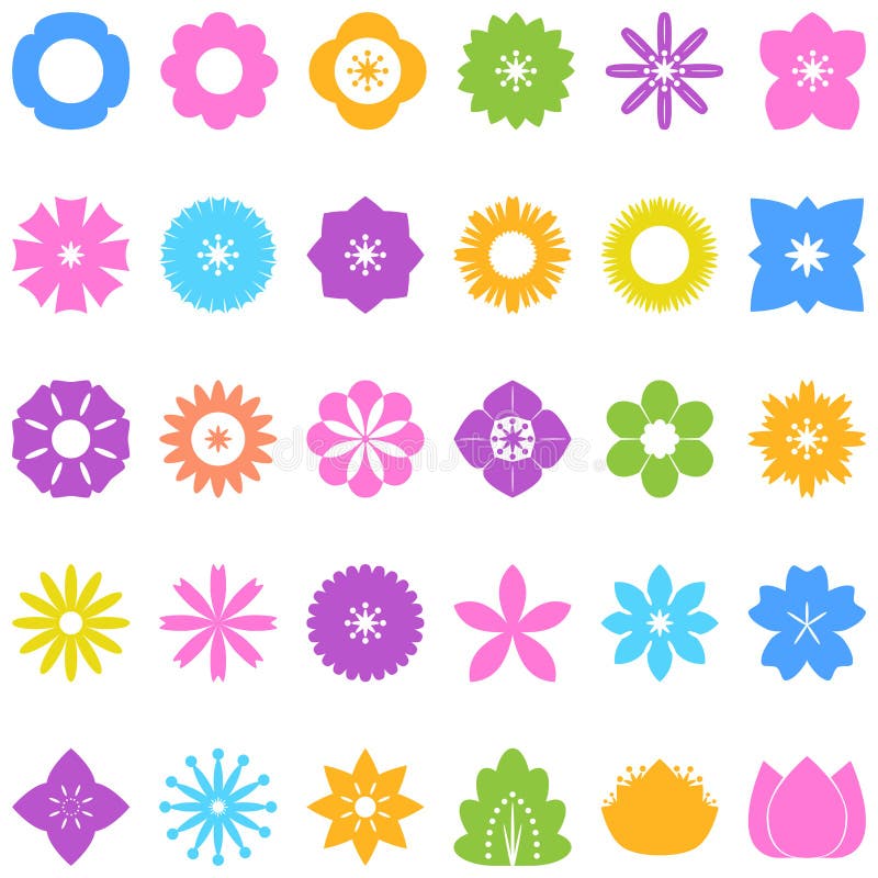 Collection of flower icons stock vector. Illustration of gardening ...
