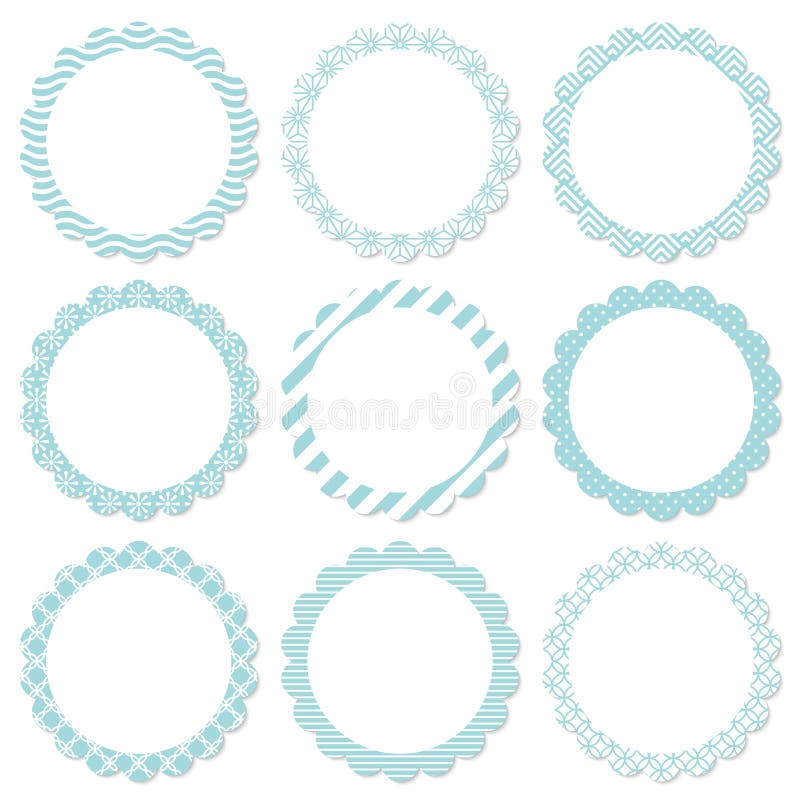 Set Flower Label with Pattern White and Blue Stock Vector ...