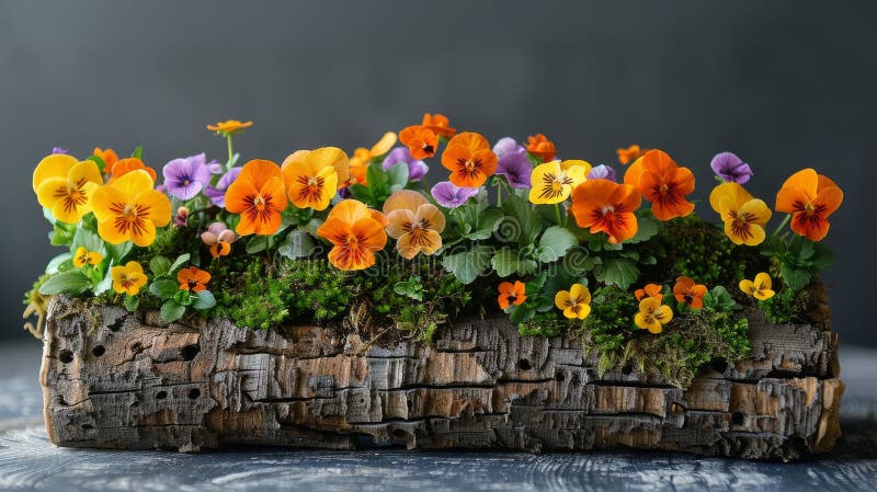 Flowers on Log stock image. Image of spring, environment - 313013481