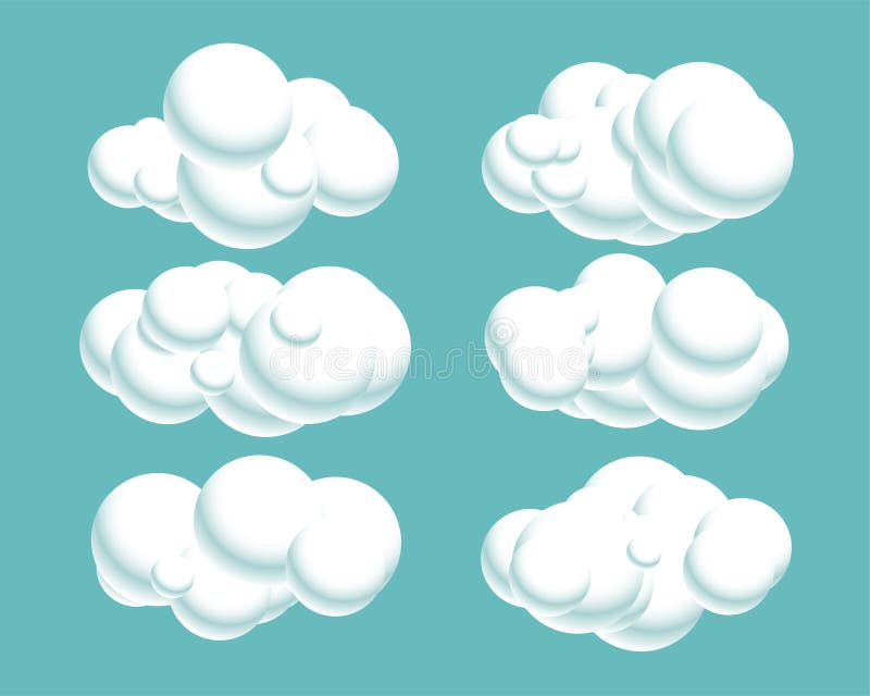 Collection of Fluffy Clouds Icon for Natural Weather Stock Vector ...