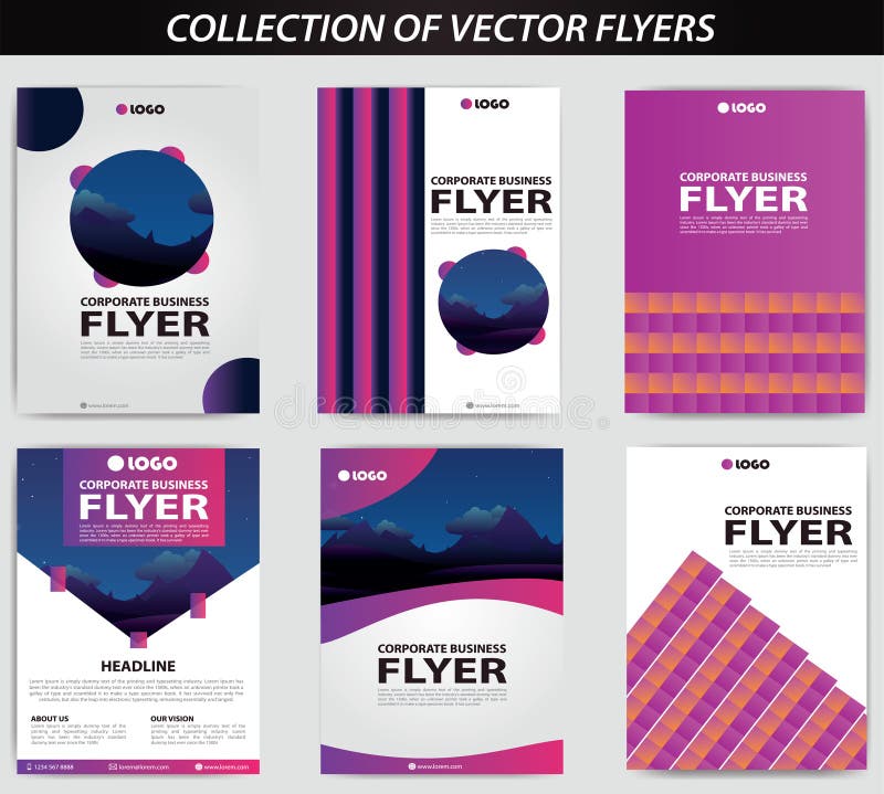 Collection of Flyers, Mega Pack Brochure Design Template Stock Vector ...