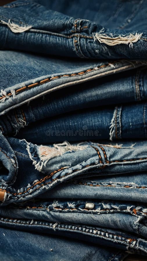 A Collection of Folded Denim Jeans Displays an Array of Unique Styles ...