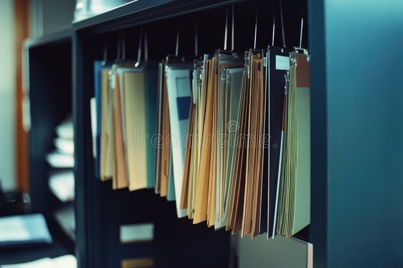A Collection of Folders on a Bookshelf Stock Photo - Image of learning ...