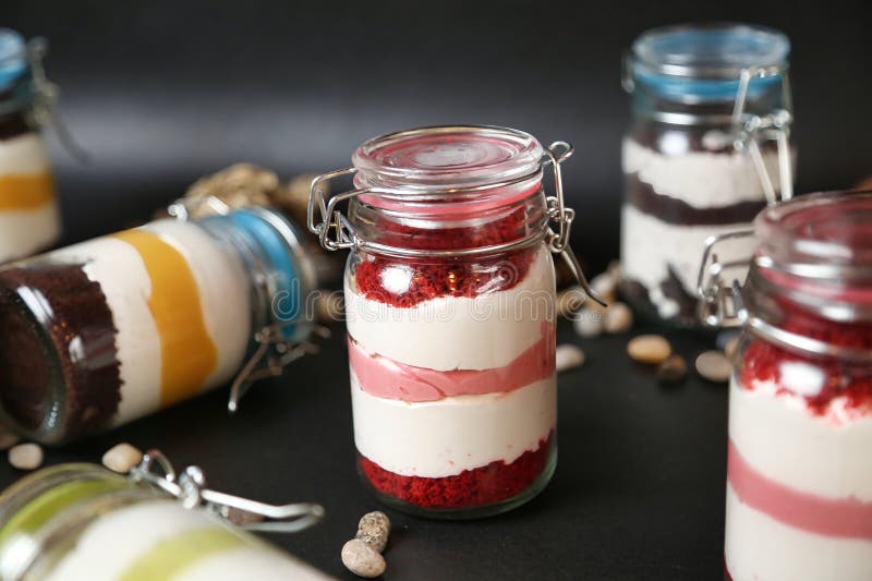 Assorted Food Jars on Table Stock Photo - Image of preserved, jars ...