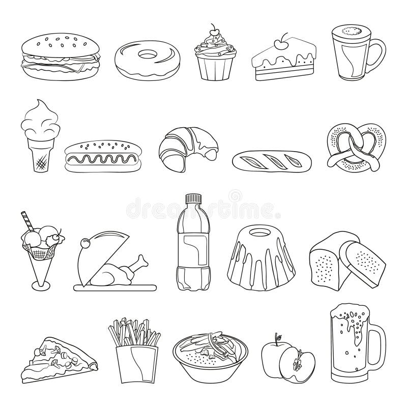 Collection of Food Items. Vector Illustration Decorative Design Stock ...