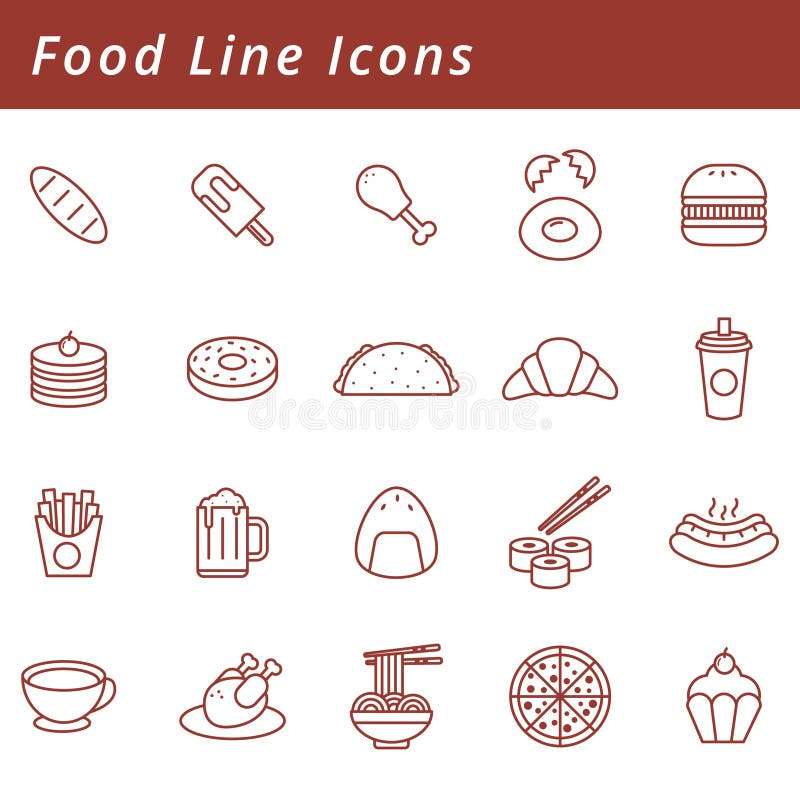 Collection of Food Line Icons. Vector Illustration Decorative Design ...
