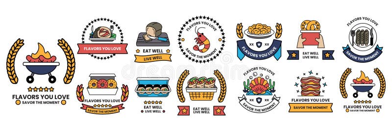 Collection of Food Related Badges and Ribbons Stock Vector ...