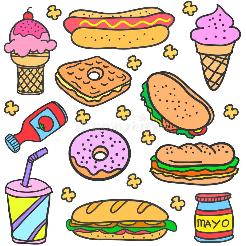 Collection of Food Various Doodles Stock Vector - Illustration of ... Collection of Food Various Doodles Stock Vector - Illustration of ...