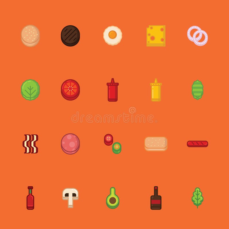 Collection of Food. Vector Illustration Decorative Design Stock Vector ...