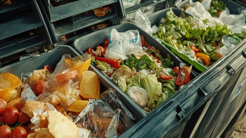 A Collection of Food Waste in Bins, Highlighting the Issue of Food ...