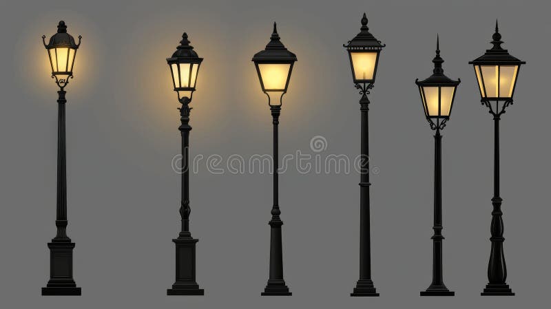 A Collection of Forging Style Street Lamps Stock Photo - Image of ...