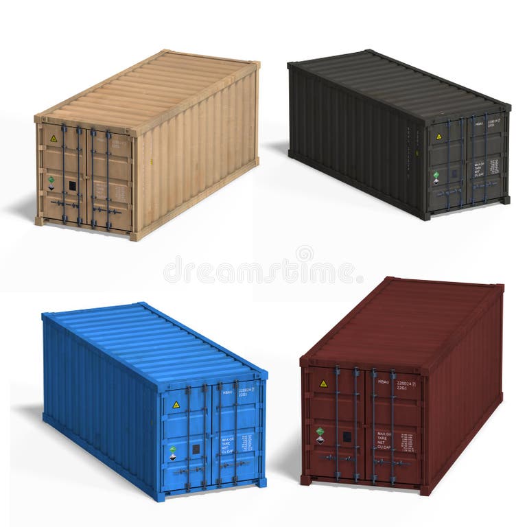 Collection of Four Container Stock Illustration - Illustration of ...