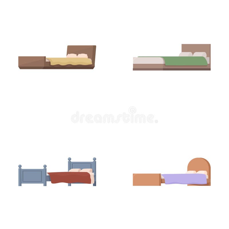 Vector Set of Cartoon Beds with Various Designs Stock Vector ...