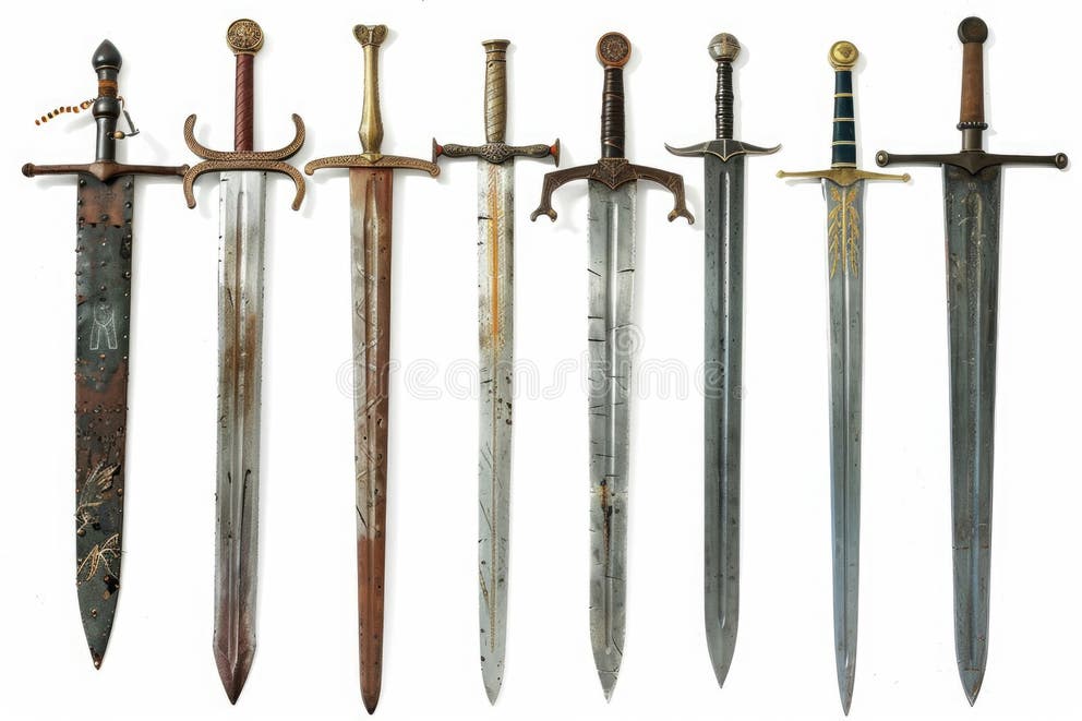 A Collection of Four Different Sword Types on Display Stock Image ...