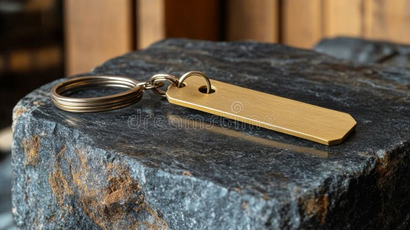 Unique Collection of Four Stylish Keychains Resting on a Rocky Surface ...