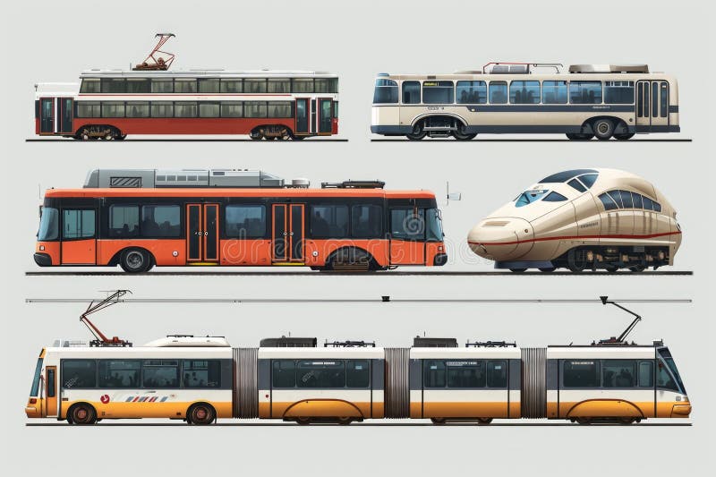 A Collection of Four Distinct Types of Buses. Ideal for Transportation ...